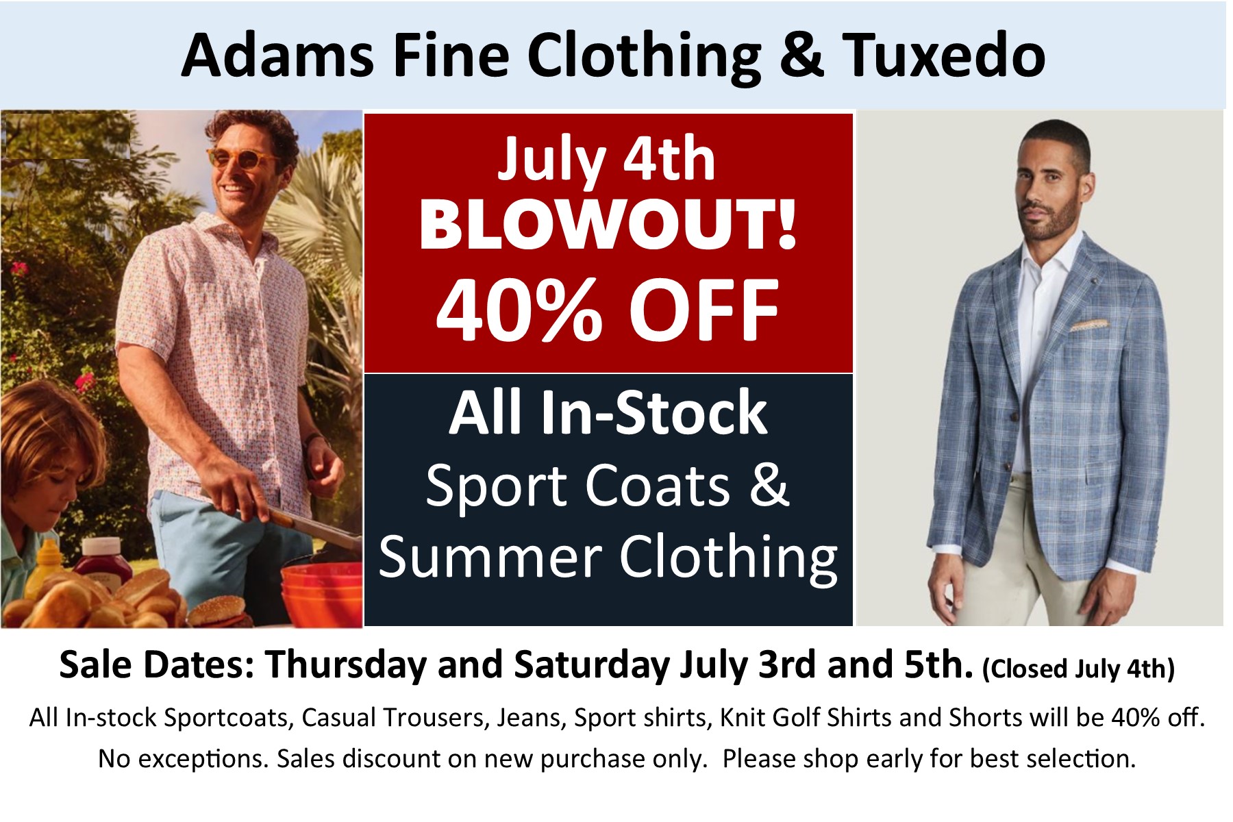 Adams Fine Clothing | Men's Clothing, Suits, Tailoring and Rental